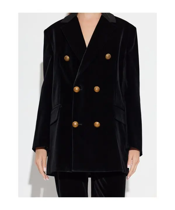 Etro Long Double-breasted Stretch Cotton Velvet Jacket