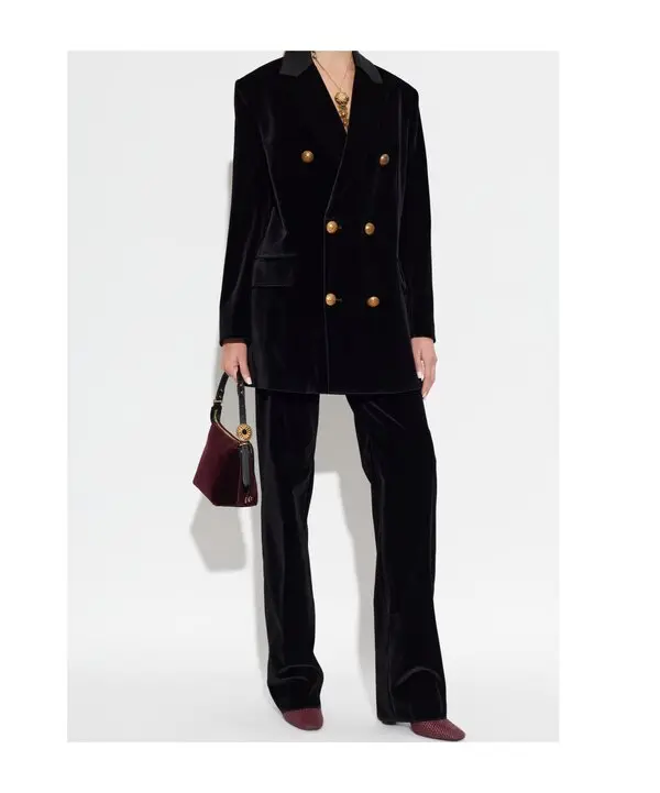 Etro Long Double-breasted Stretch Cotton Velvet Jacket