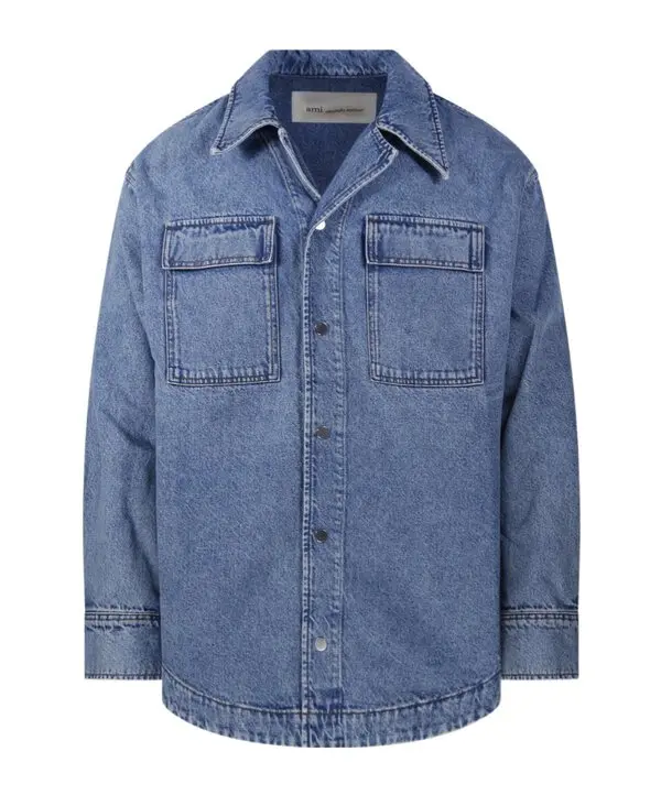 AMI Paris Faded-effect Denim Jacket
