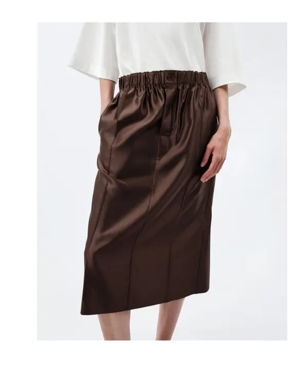 Carven Pull-on Skirt In Slip Satin