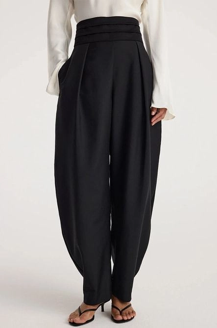 RÓHE Pleated Satin-waistband Trousers
