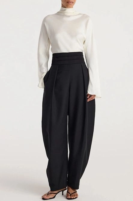 RÓHE Pleated Satin-waistband Trousers