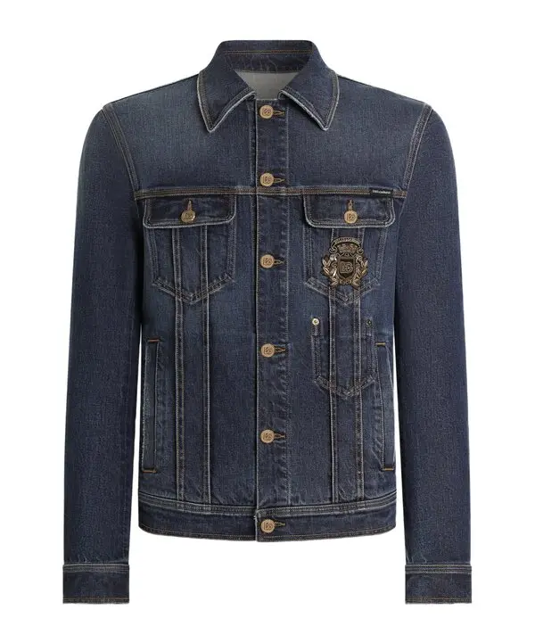 Dolce & Gabbana Denim Jacket With Logo Patch - Multicolour