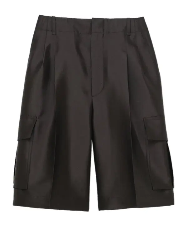 Carven Cargo Shorts In Silk Wool Couture