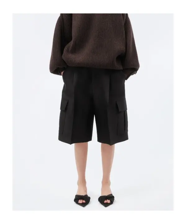 Carven Cargo Shorts In Silk Wool Couture