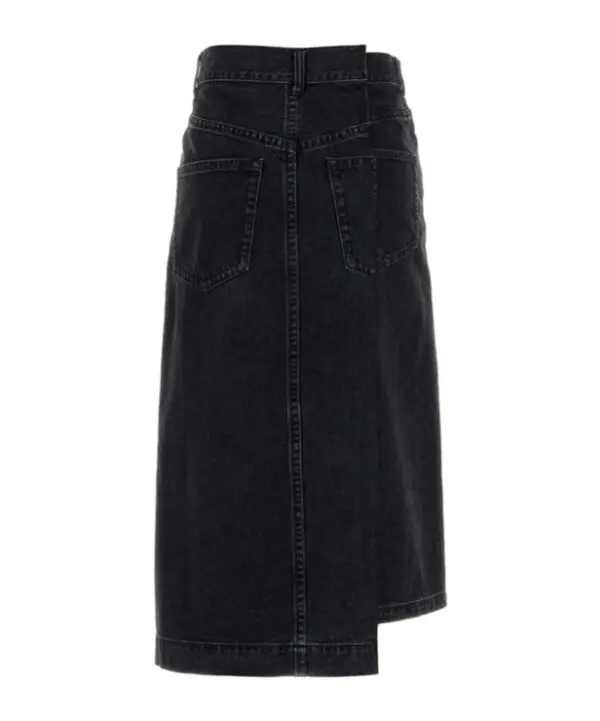 Sacai Asymmetric-hem Denim Midi Skirt