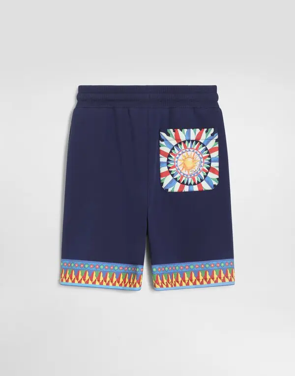 Dolce & Gabbana Carretto-print Fleece Bermuda Shorts