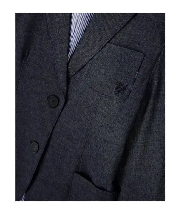 Emporio Armani Wool Blend Blazer With Denim Effect Signature Capsule