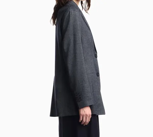 Emporio Armani Wool Blend Blazer With Denim Effect Signature Capsule
