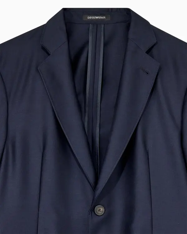 Emporio Armani Single-breasted Blazer In Virgin Wool And Silk Satin
