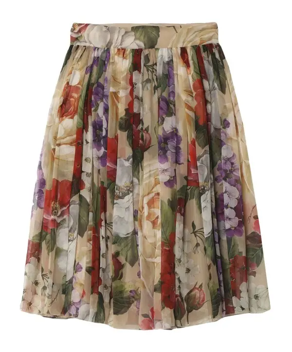 Dolce & Gabbana Floral Pleated Skirt - Beige