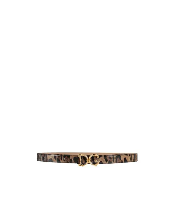Dolce & Gabbana Leopard-print Patent Leather Belt - Brown