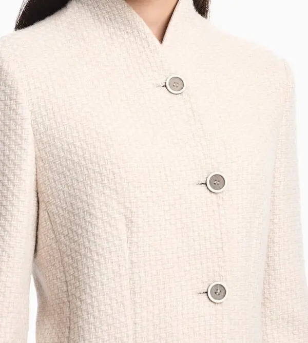 Emporio Armani High-neck Virgin Wool Blazer With A Jacquard Knit Effect