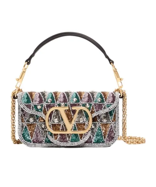 Valentino Garavani Locò Small Embroidered Shoulder Bag