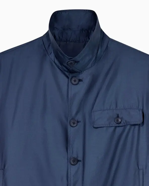 Emporio Armani Blouson Jacket In Satin Effect Silk With A High Collar