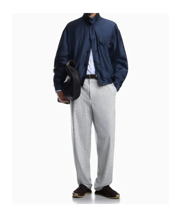 Emporio Armani Blouson Jacket In Satin Effect Silk With A High Collar