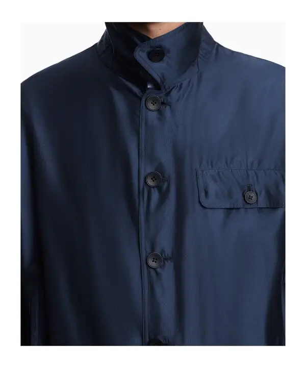 Emporio Armani Blouson Jacket In Satin Effect Silk With A High Collar