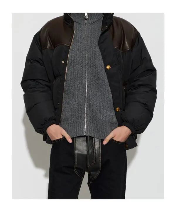 Versace Leather-trim Padded Jacket