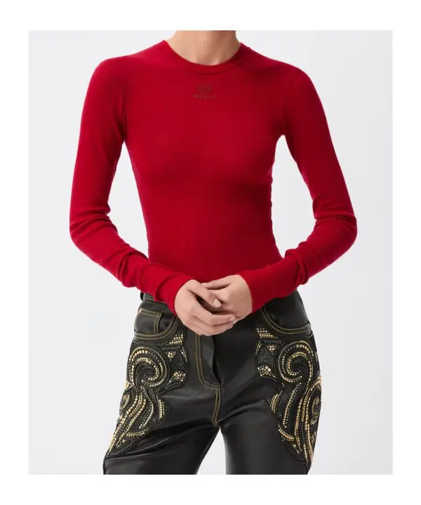 Versace Logo-embroidered Wool-knit T-shirt