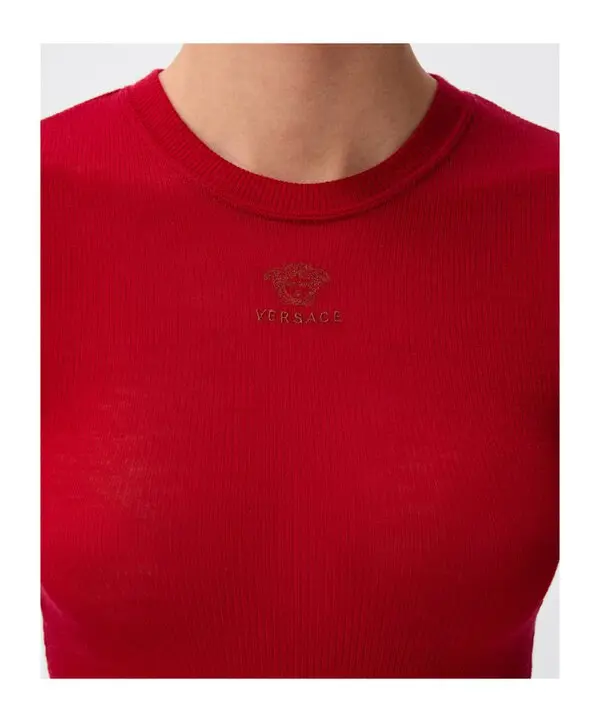 Versace Logo-embroidered Wool-knit T-shirt