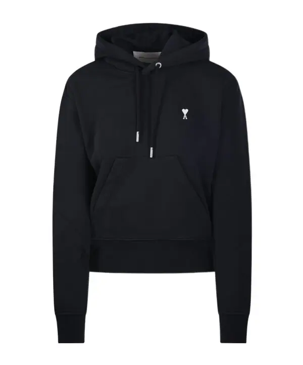 AMI Paris De Coeur Logo Hoodie - Black