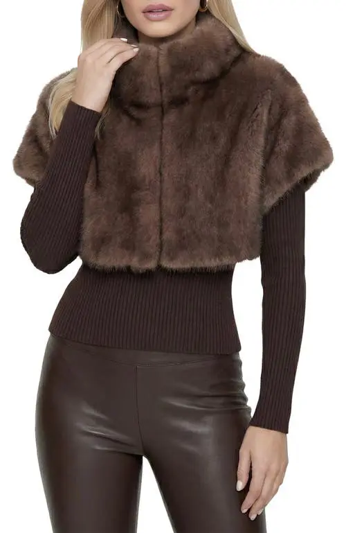 LYLA GRANT Fur-free Sable Bolero - Brown