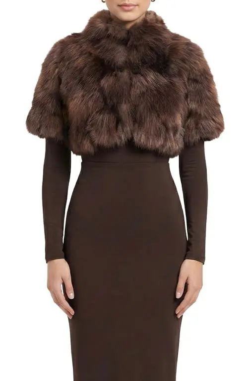 LYLA GRANT Fur-free Fox Short Bolero - Brown
