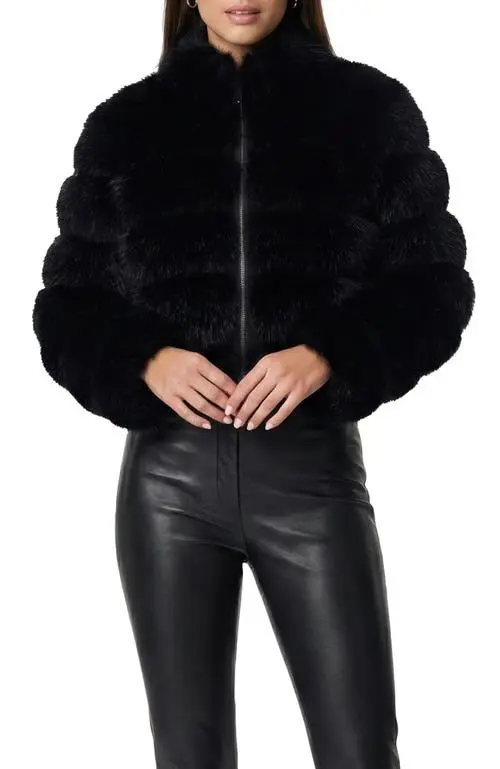 LYLA GRANT Fur-free Fox Horizontal Zip Short Jacket