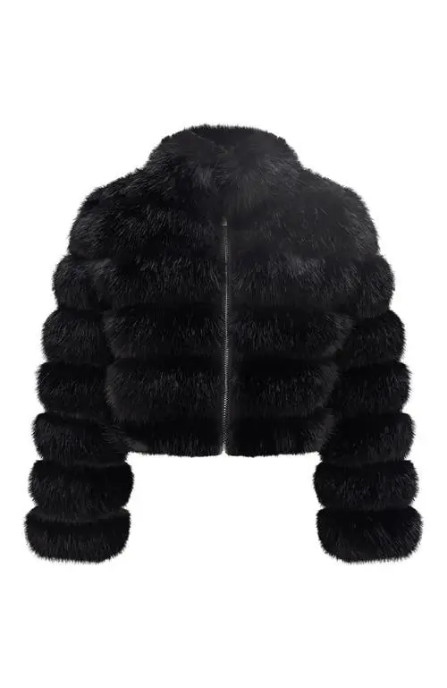 LYLA GRANT Fur-free Fox Horizontal Zip Short Jacket