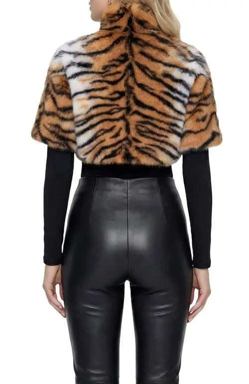 LYLA GRANT Fur-free Fox Tiger Print Bolero