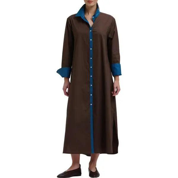 SHIRTY Denim Trimmed Cotton Shirtdress