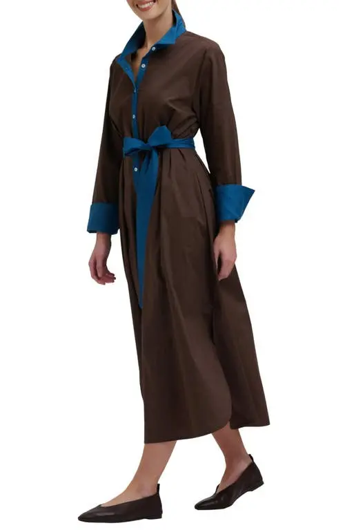 SHIRTY Denim Trimmed Cotton Shirtdress