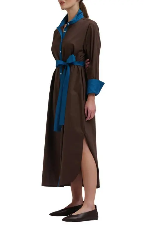 SHIRTY Denim Trimmed Cotton Shirtdress