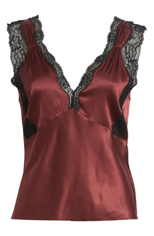 Paige Marin Lace & Silk Tank Top - Garnet