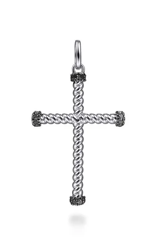 GABRIEL & CO. Hampton Black Spinel Cross Charm