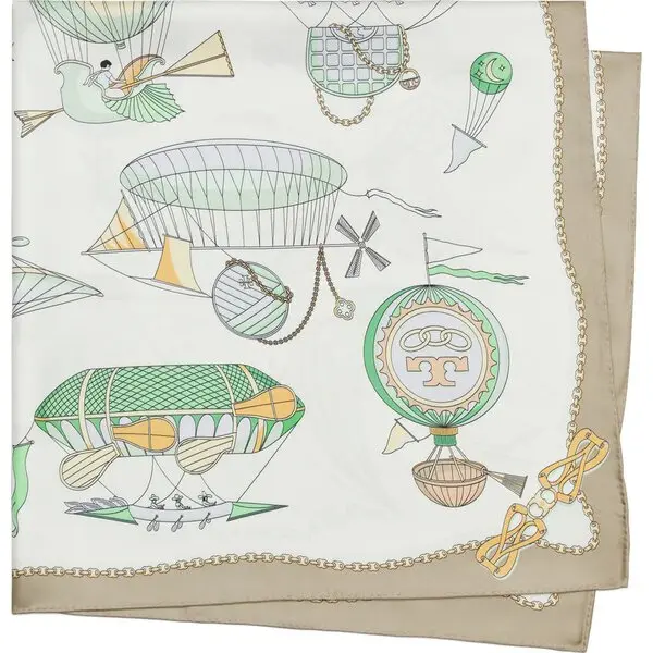 Tory Burch Hot Air Balloon Silk Square Scarf - Ivory