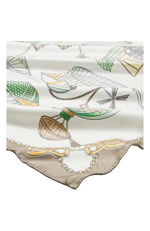 Tory Burch Hot Air Balloon Silk Square Scarf - Ivory