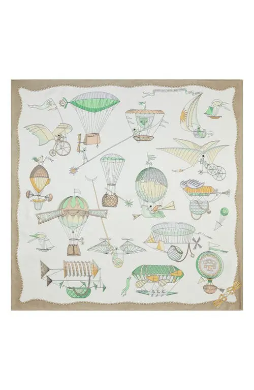 Tory Burch Hot Air Balloon Silk Square Scarf - Ivory