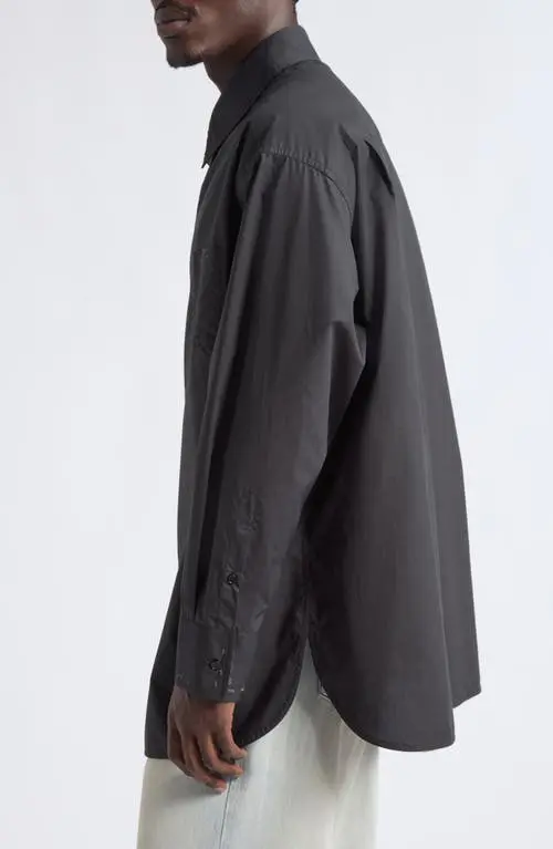 MAISON MARGIELA Embroidered Numeric Logo Cotton Poplin Button-up Shirt - Washed Black