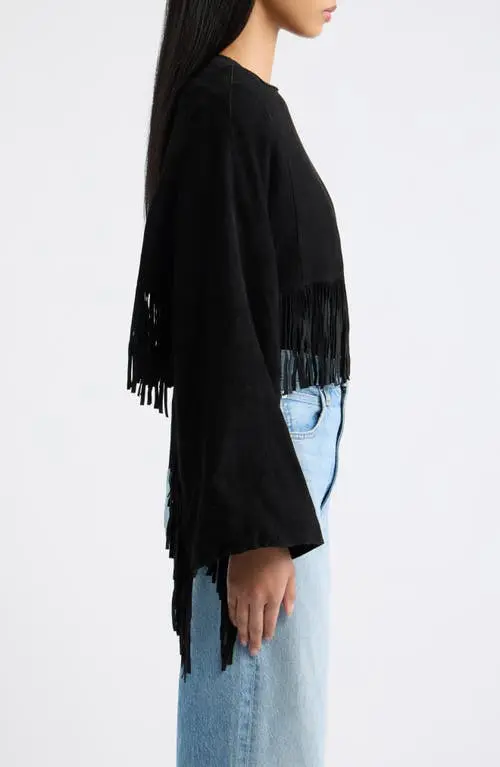 Mauritius Paige Fringe Detail Suede Poncho