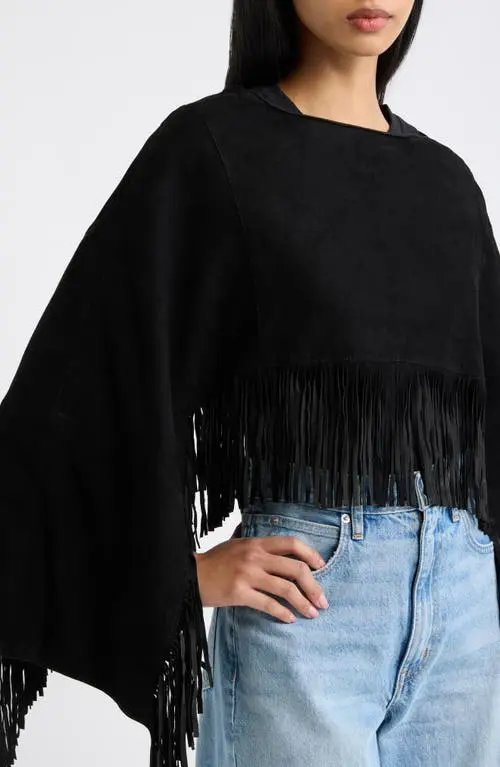 Mauritius Paige Fringe Detail Suede Poncho
