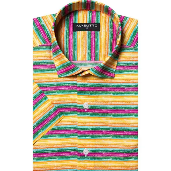 MASUTTO Barella Print Button-up Short Sleeve Shirt - Yellow