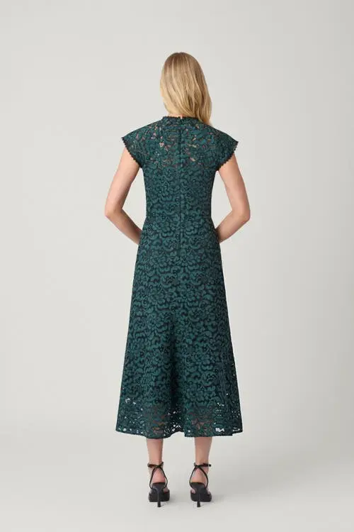 Shoshanna Corded Lace Raven Midi Dress