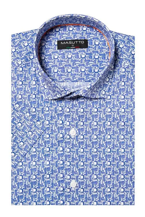 MASUTTO Omaha Print Button-up Short Sleeve Shirt