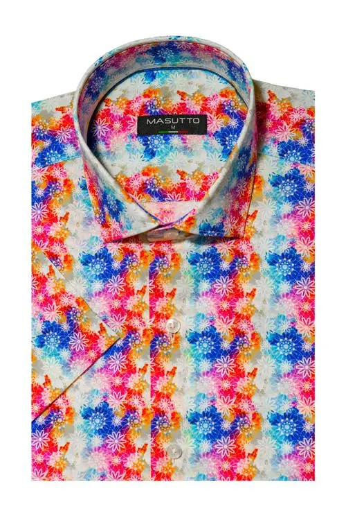MASUTTO Pisaro Print Button-up Short Sleeve Shirt