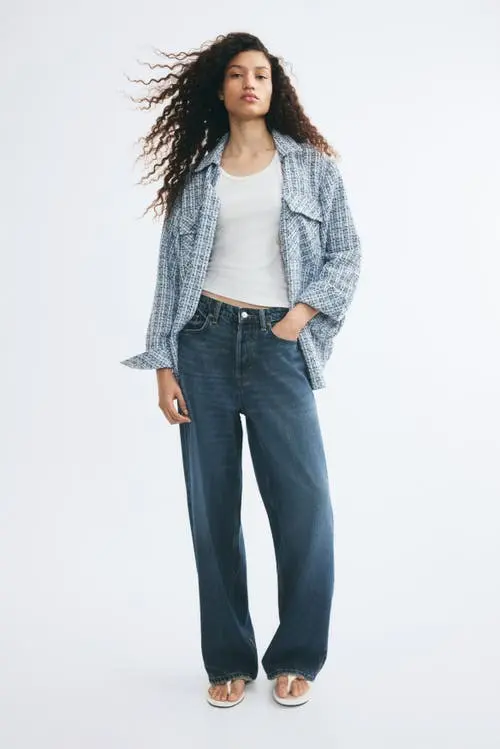H&M Bouclé Overshirt - Light Blue
