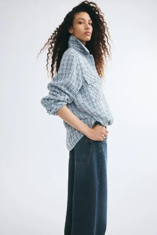 H&M Bouclé Overshirt - Light Blue
