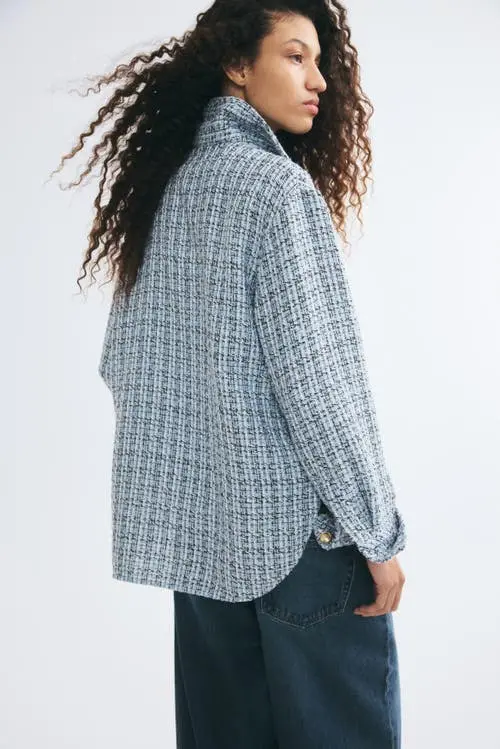 H&M Bouclé Overshirt - Light Blue