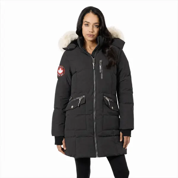 CANADA WEATHER GEAR Faux Fur Hood Bubble Puffer Coat - Black