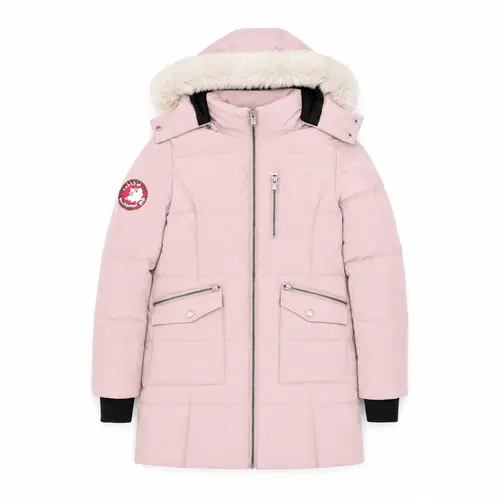 CANADA WEATHER GEAR Faux Fur Hood Bubble Puffer Coat - Blush